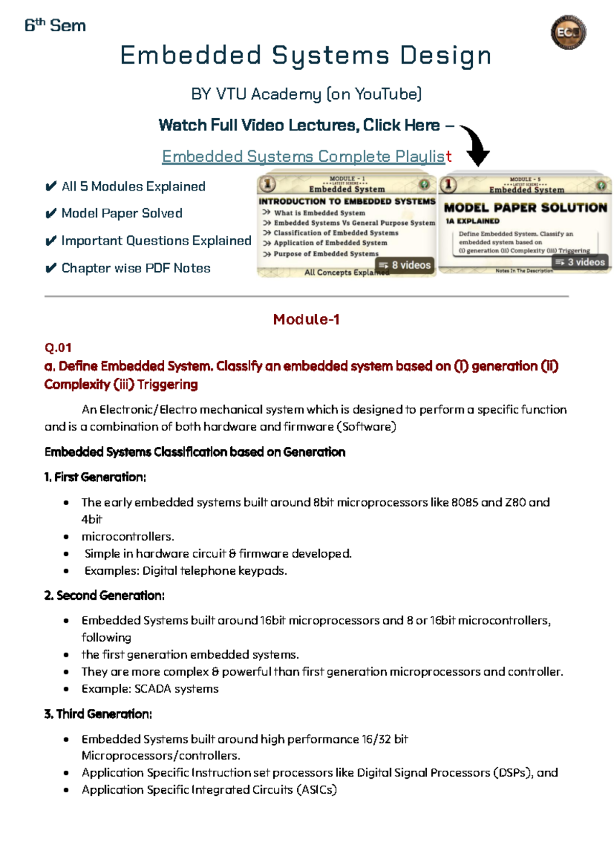 Embedded Systems Design: Comprehensive Notes & Key Concepts (VTU) - Studocu