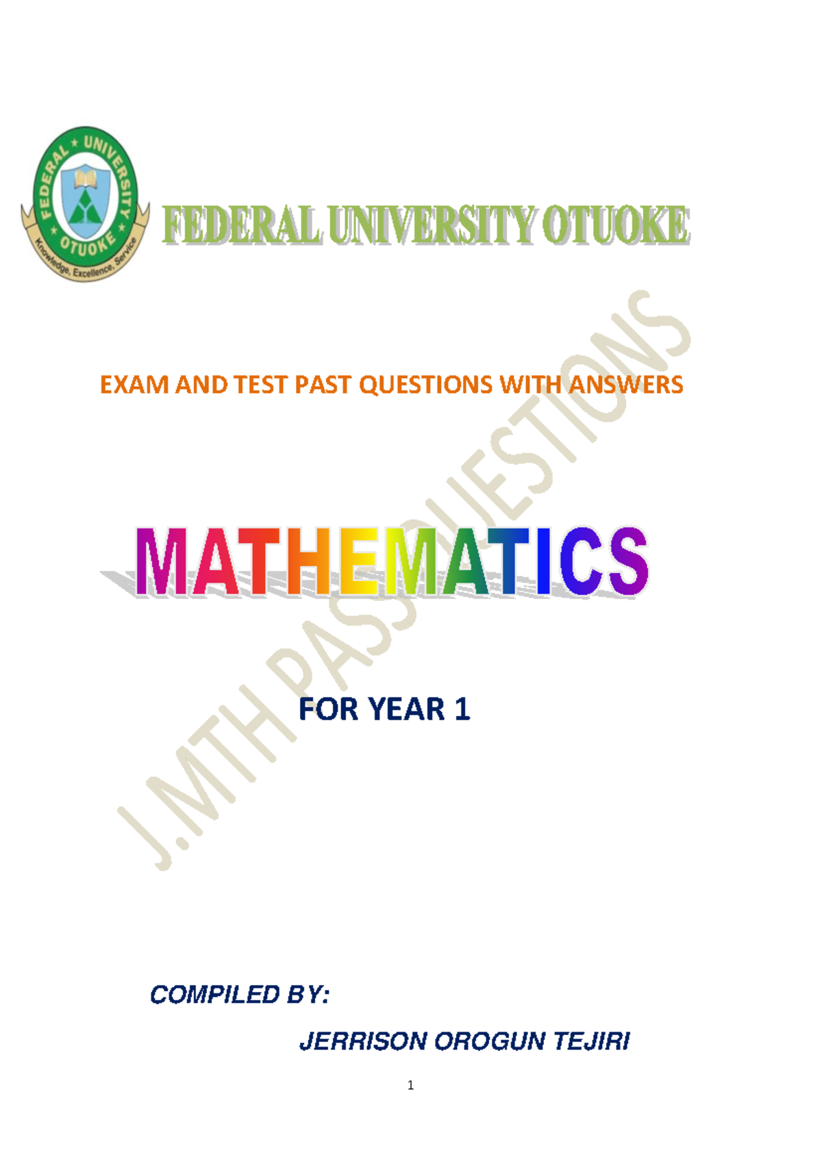 MTH101 Final Exam Past Questions Compilation-2012/2013 - Studocu