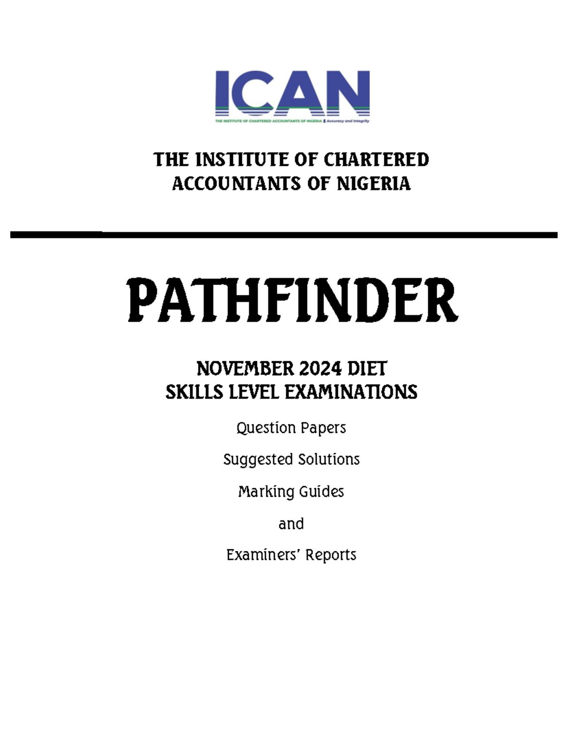 ICAN/242/Pathfinder - November 2024 Skills Level Exam Solutions - Studocu