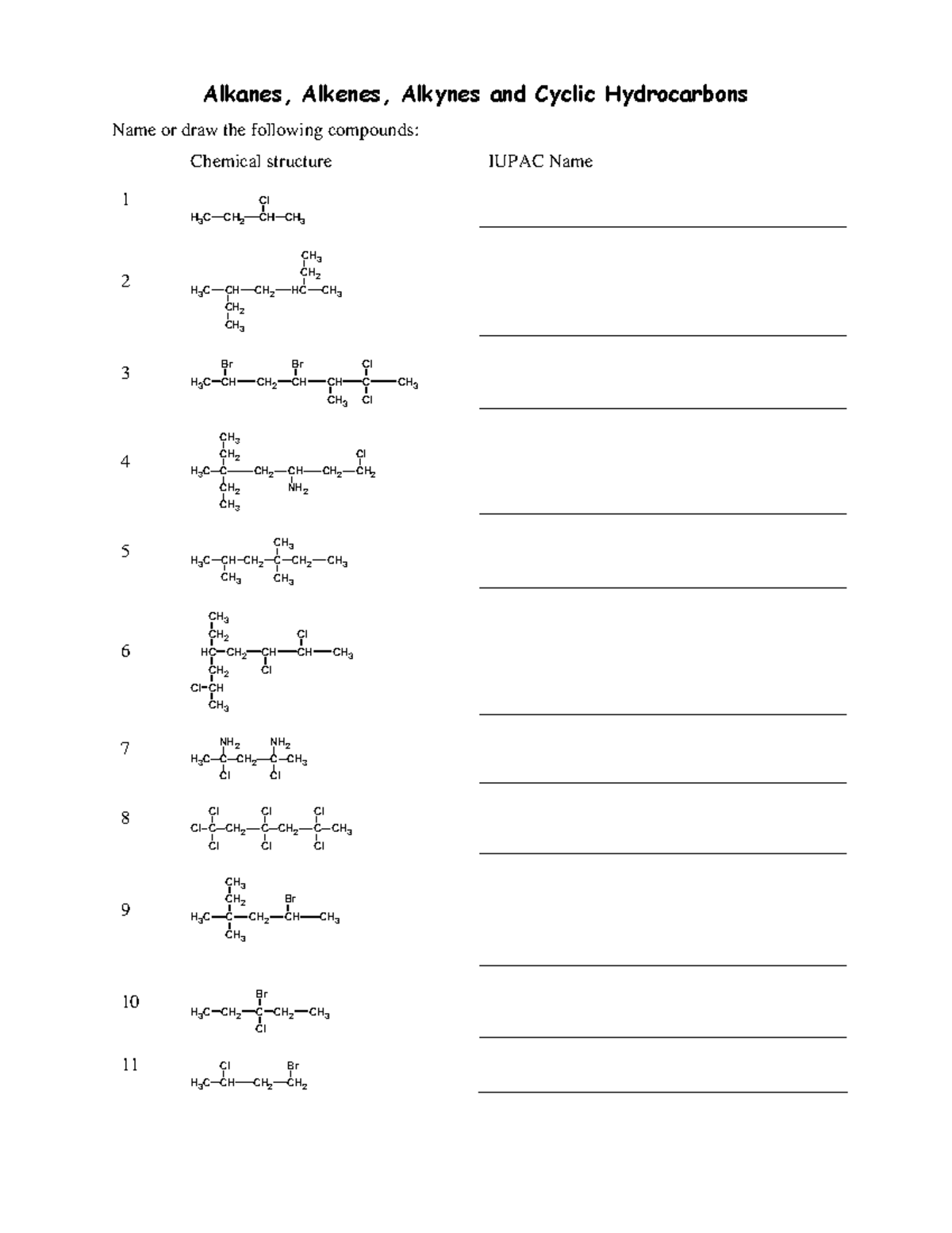 Organic Nomenclature Review: Key Structures and IUPAC Names - Studocu