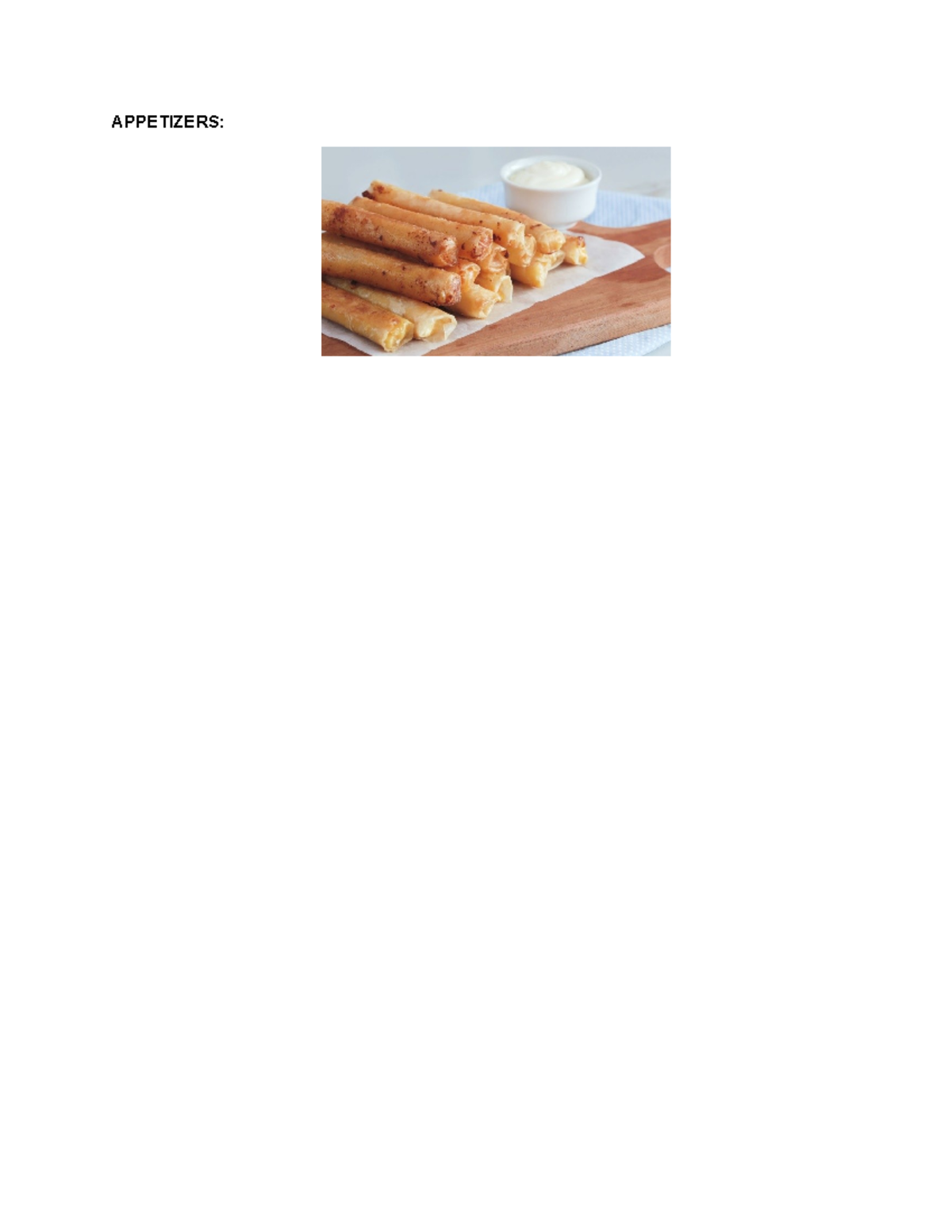 MENU-BOOK-2 - notes - APPETIZERS: CHEESE STICKS Ingredients 1 pound ...