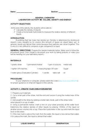 Activity sheet 1 - Medical Laboratory Science - Studocu