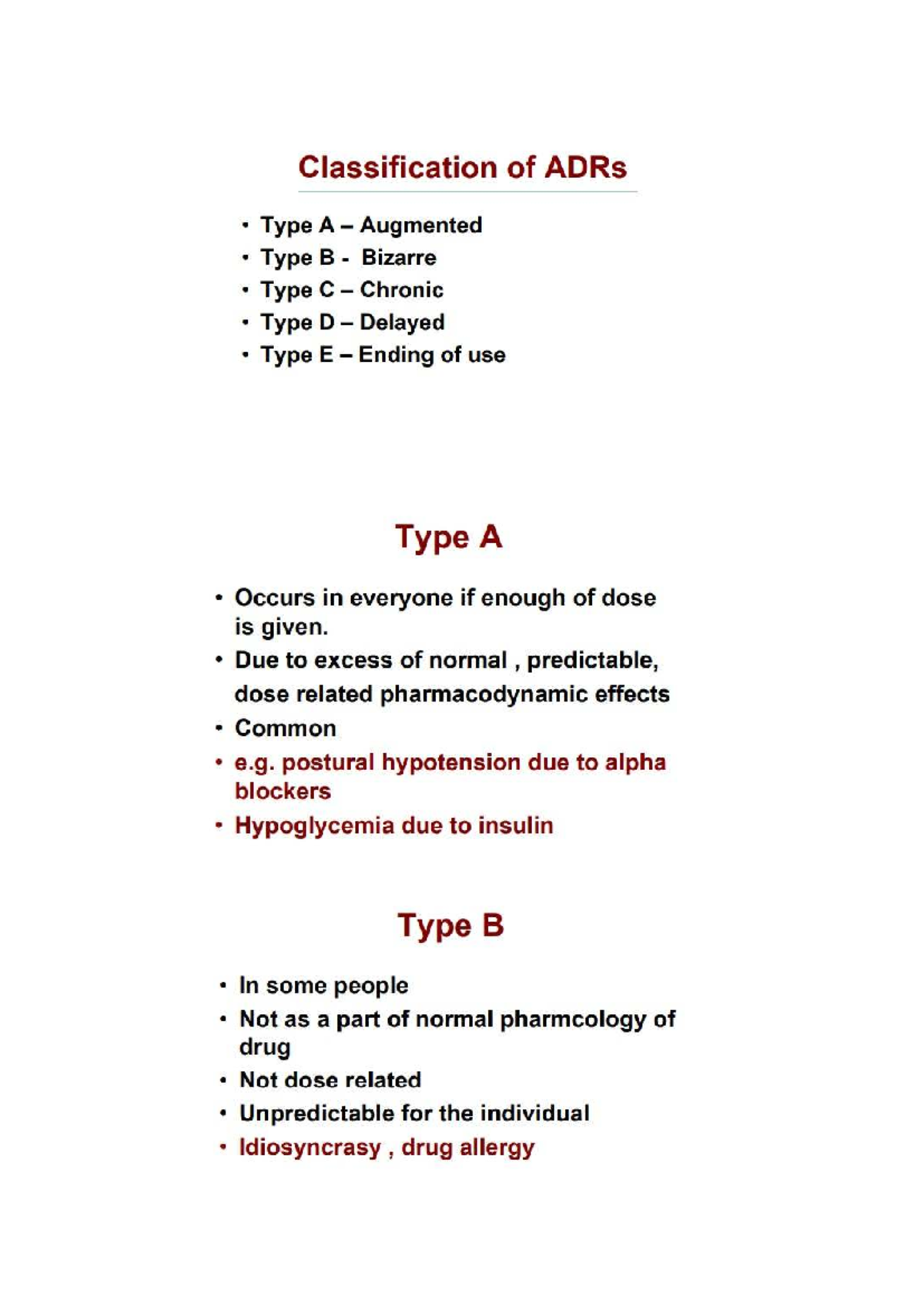 ADRs Classification Notes for B Pharm Students: Types & Management ...