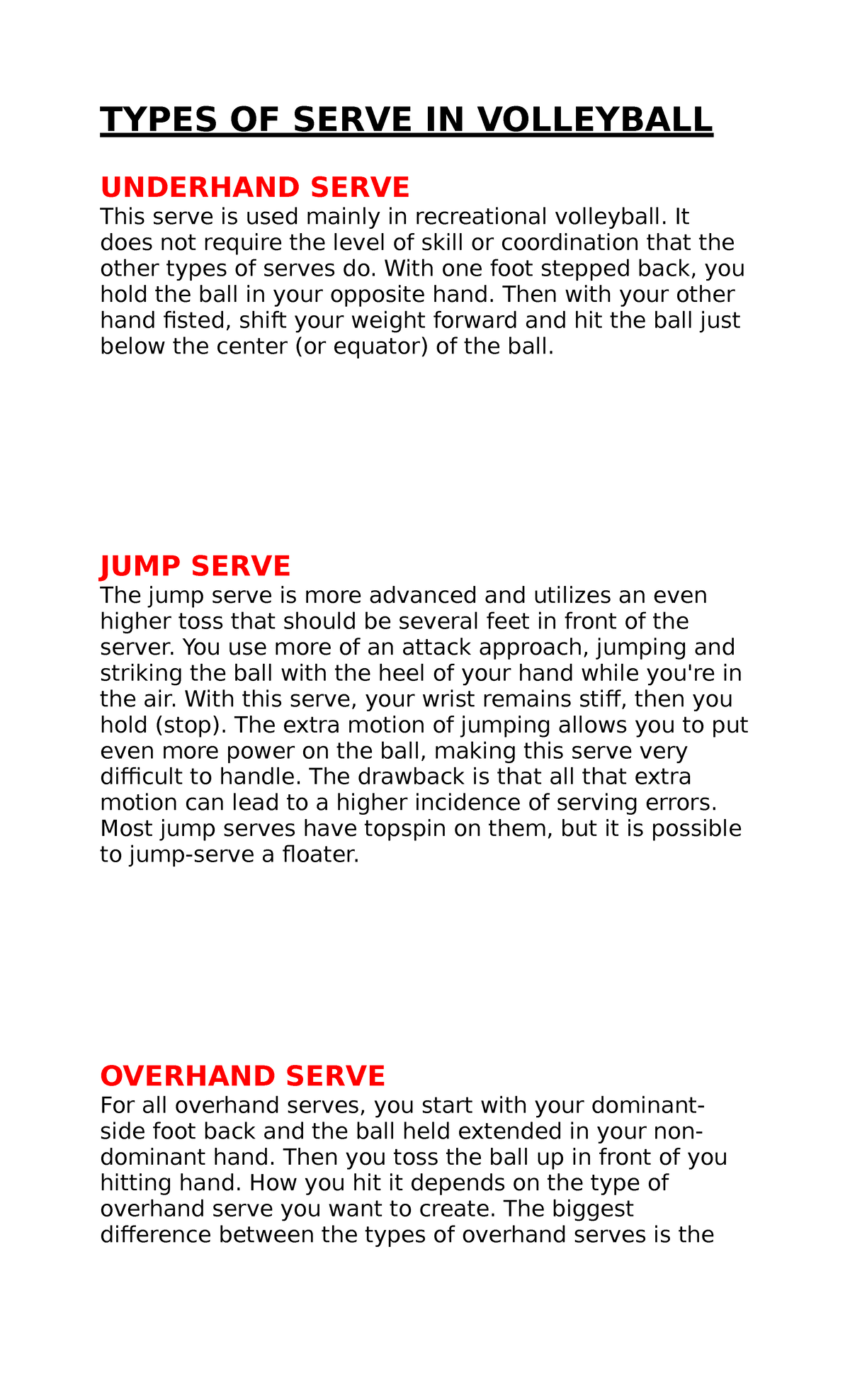 Types OF Serve IN Volleyball - TYPES OF SERVE IN VOLLEYBALL UNDERHAND ...