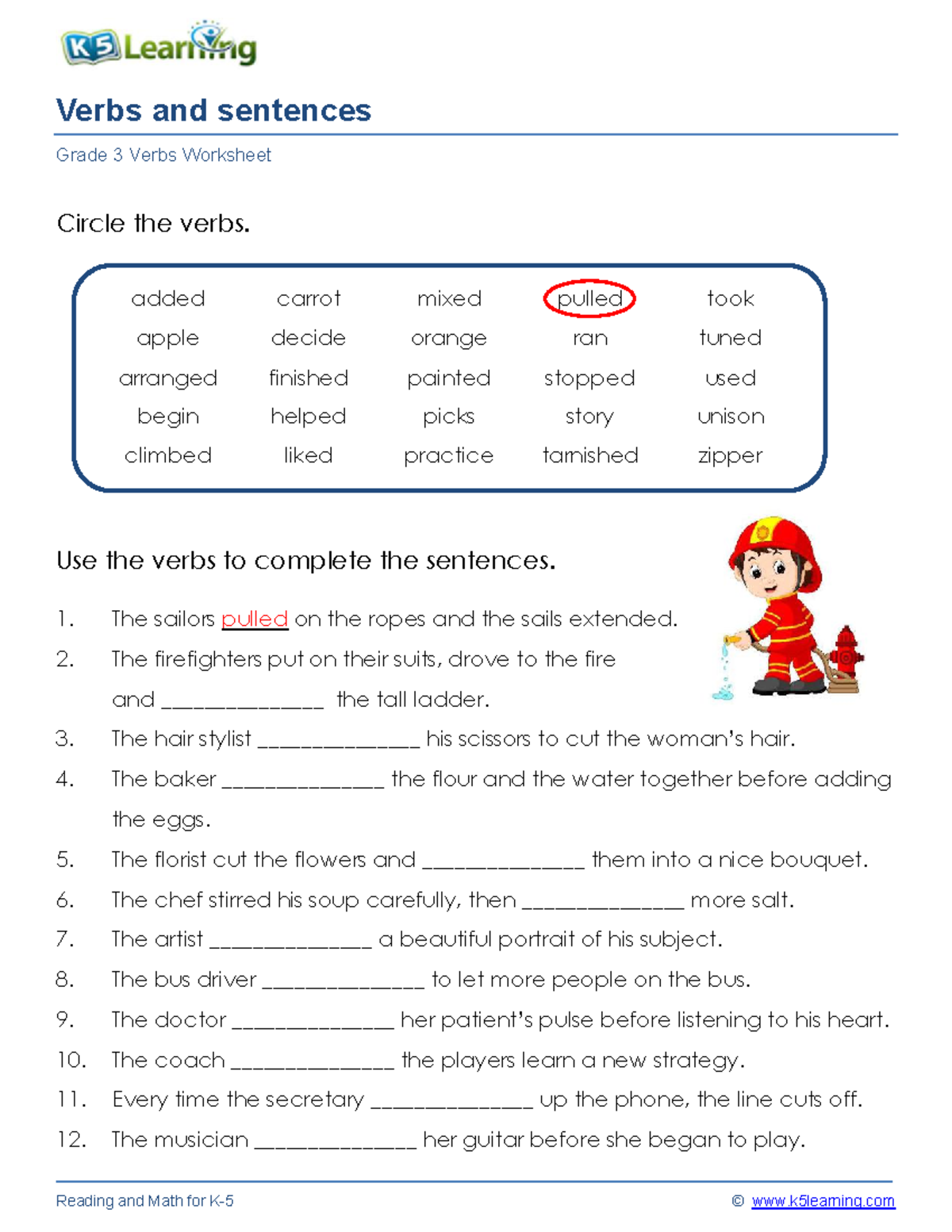 Grade 3 Verbs Worksheet: Circle & Complete the Sentences - Studocu