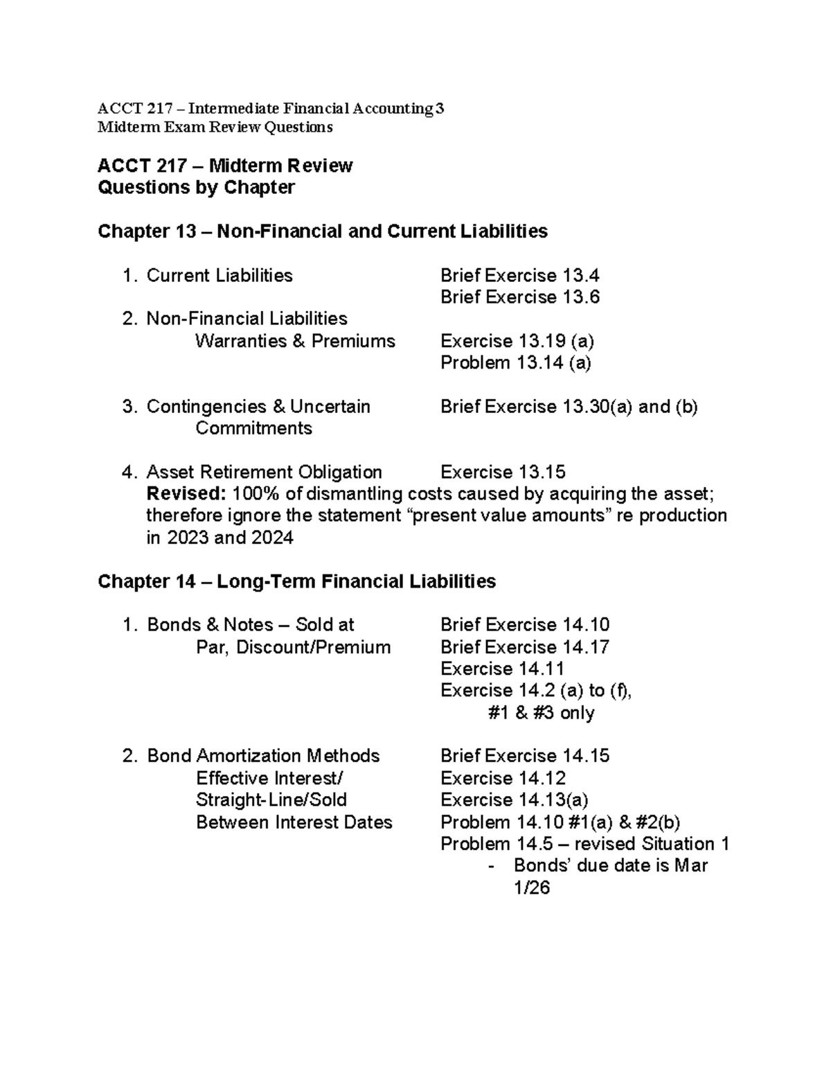 ACCT 217 Midterm Exam Review: Financial Accounting Topics - Studocu