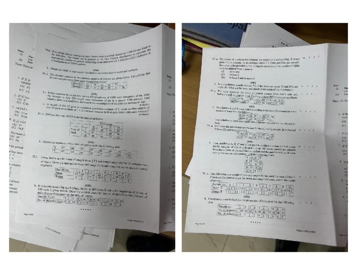 Final Exam Questions Paper for Statistics Course: 14MF6MA1036A - Studocu