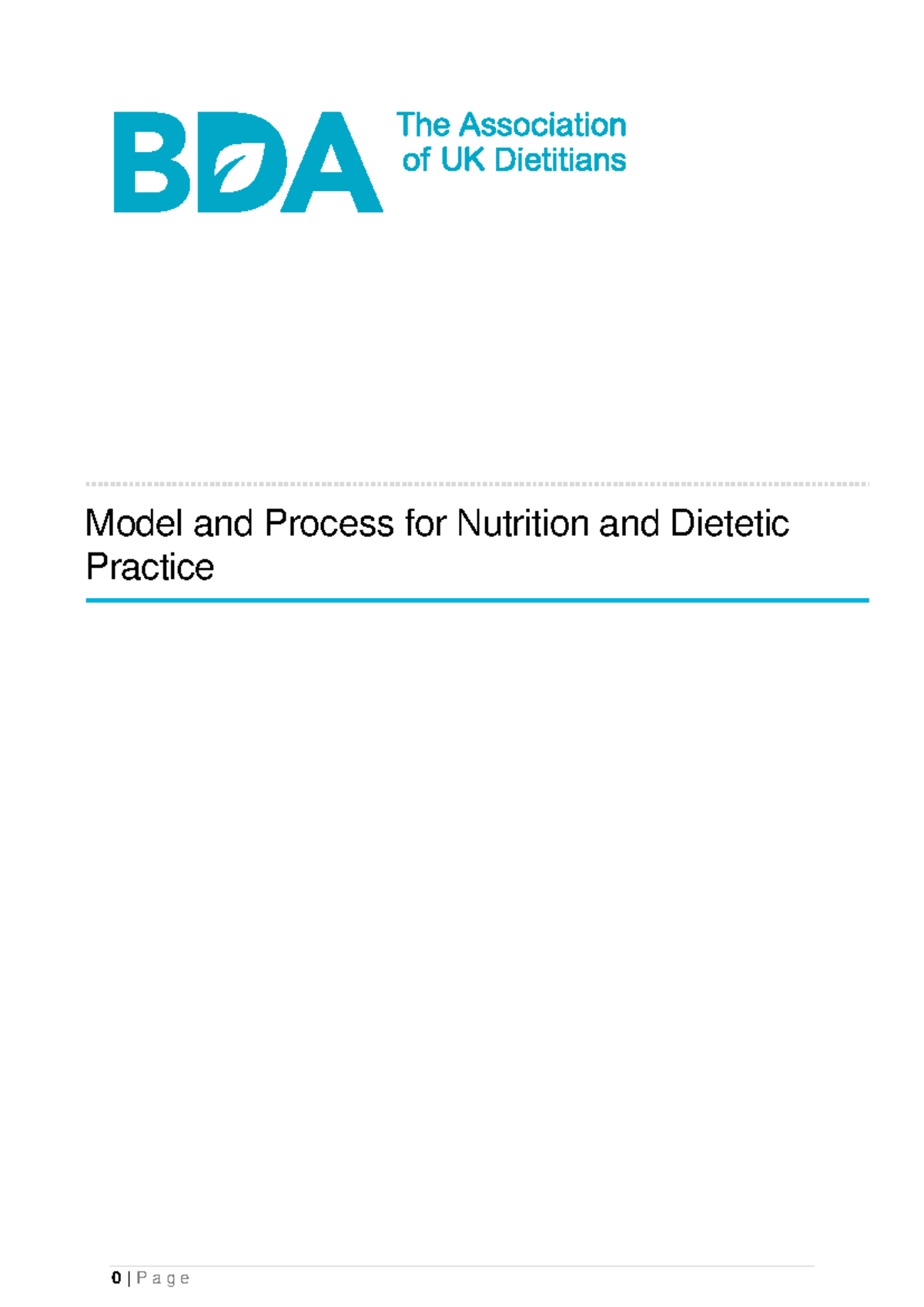 Model and Process for Nutrition and Dietetic Practice - BDA Guidelines ...