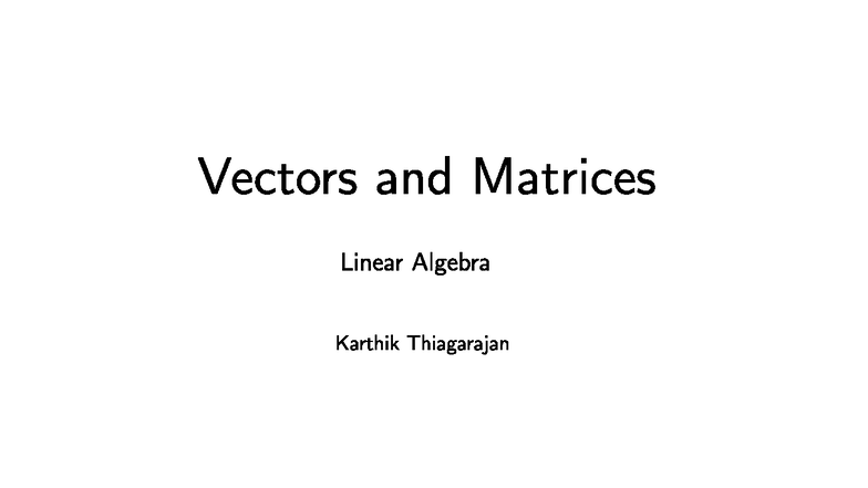 Vectors and Matrices in Linear Algebra (MATH 101) - Studocu