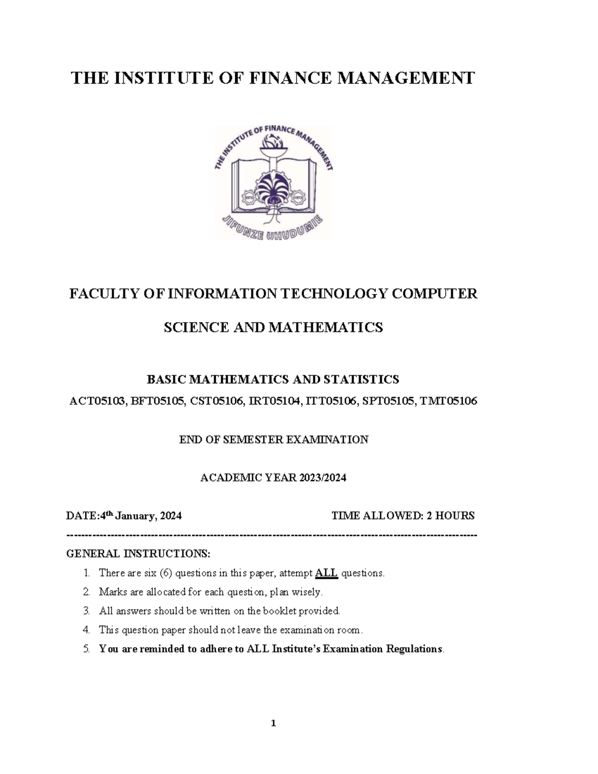 ACT05103, BFT05105, CST05106, IRT05104, ITT05106, SPT05105, TMT05106 ...