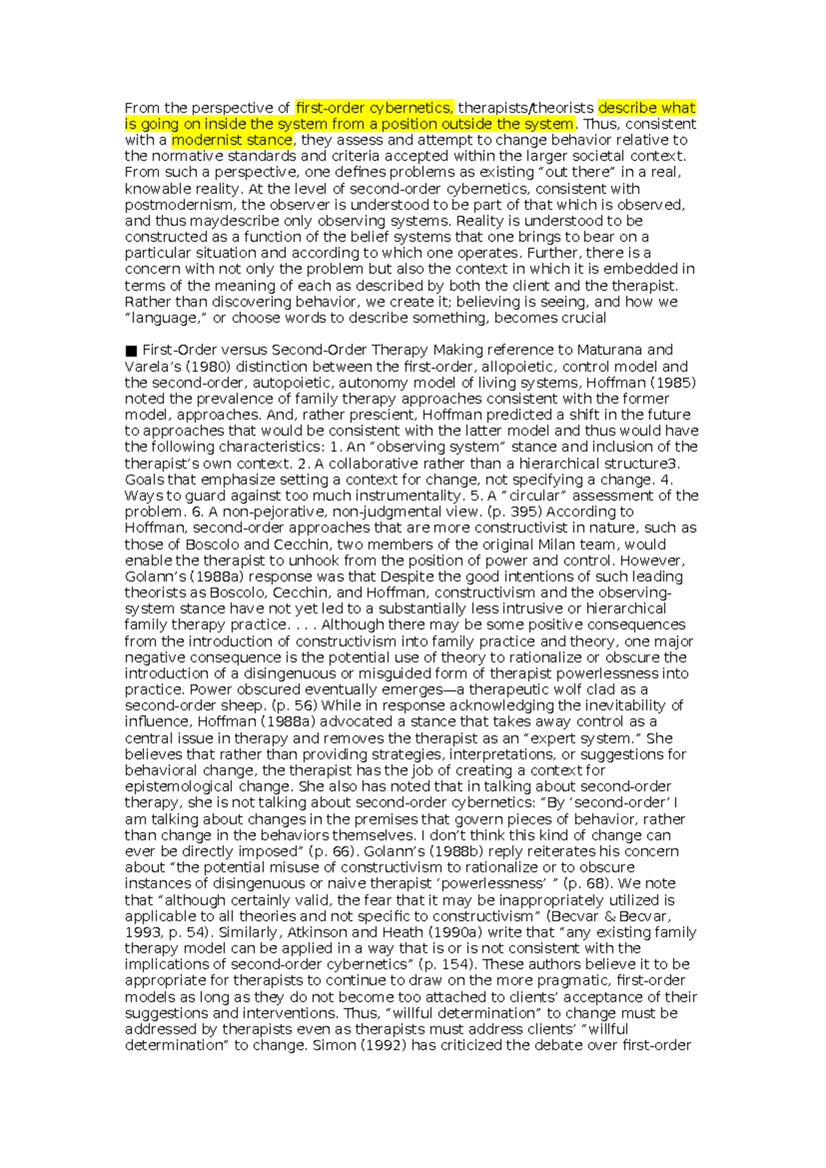 Cybernetics 2024/2025: First-Order vs. Second-Order Therapy Insights ...
