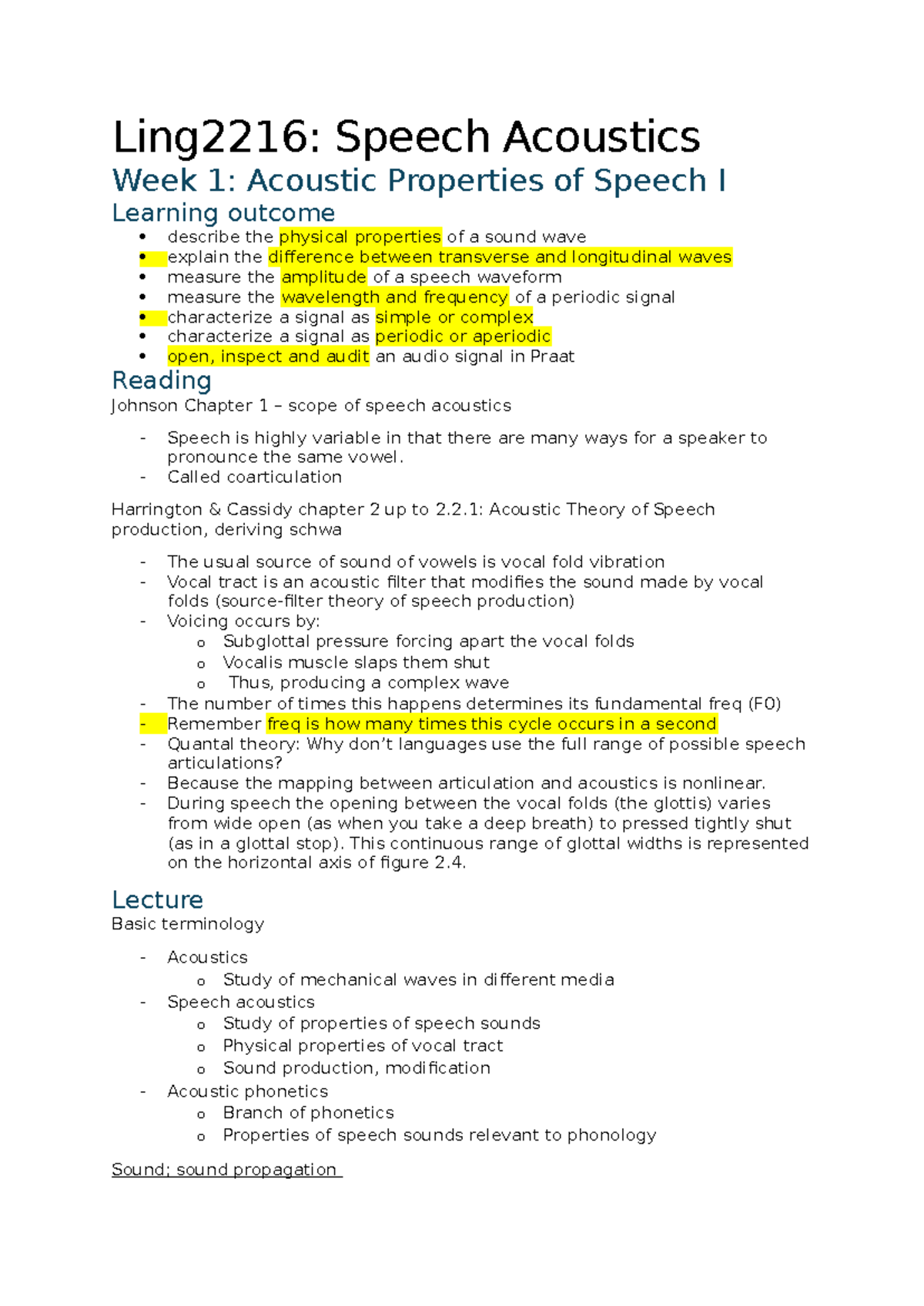 SPHL2216: Speech Acoustics Week 1 - Acoustic Properties of Speech I ...