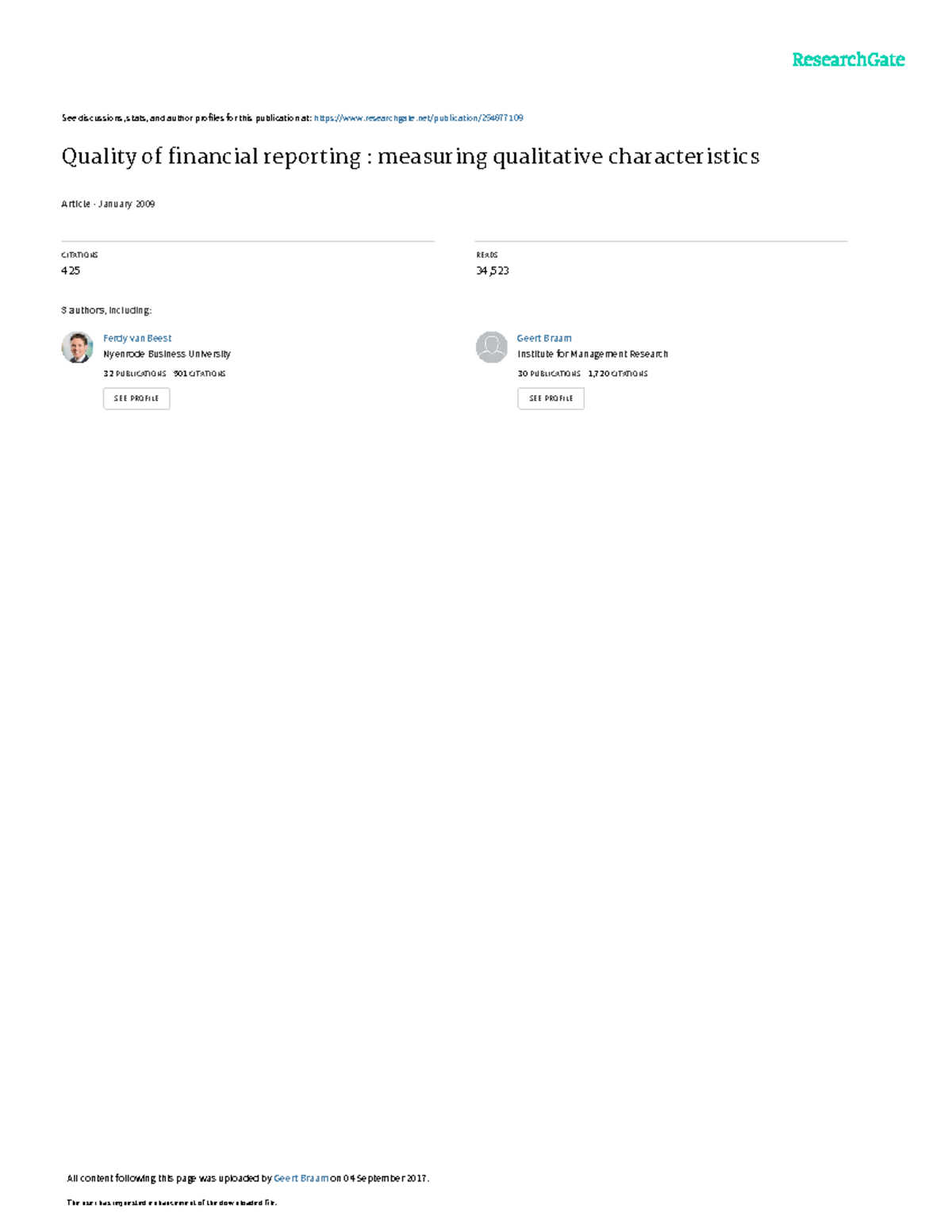 Quality of Financial Reporting: Measuring Qualitative Characteristics ...