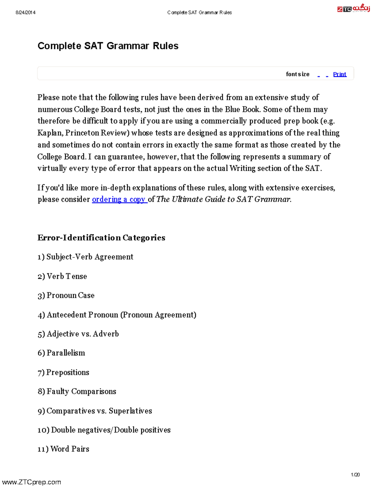 SAT Grammar Rules: Error Identification & Fixing Sentences Guide - Studocu