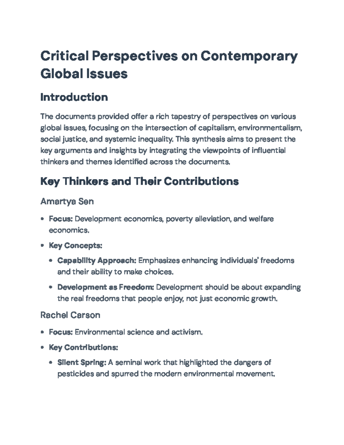 Critical Perspectives on Global Issues: Capitalism, Environment, and ...