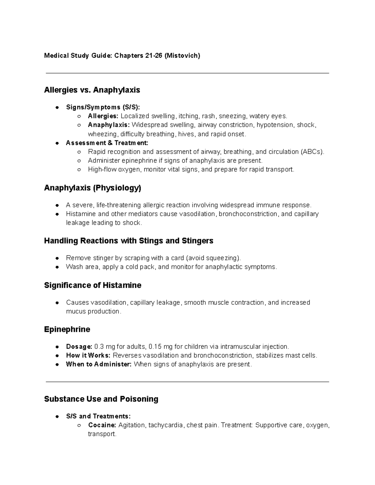 Medical Study Guide: Substance Use, Poisoning, & Acute Conditions ...