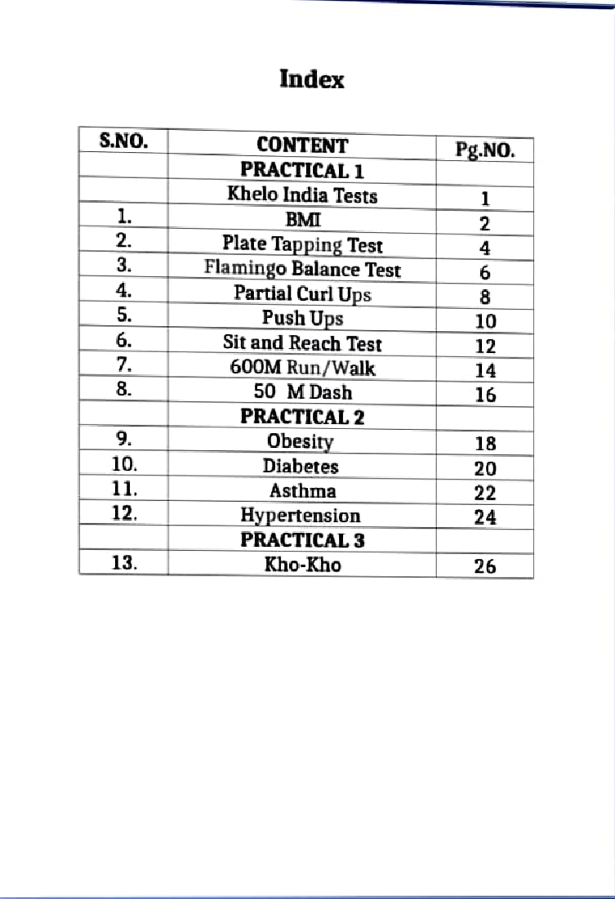 Physical Education Practical Record Notebook 2022-23 - Studocu