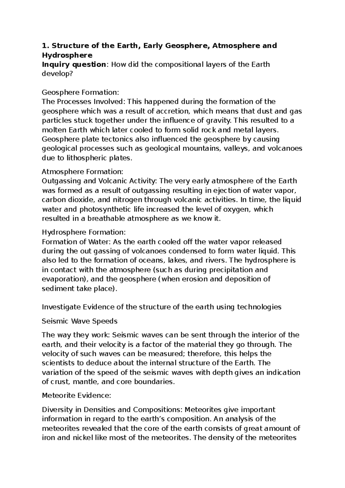 EES 101: Structure of the Earth and Geological Processes Notes - Studocu