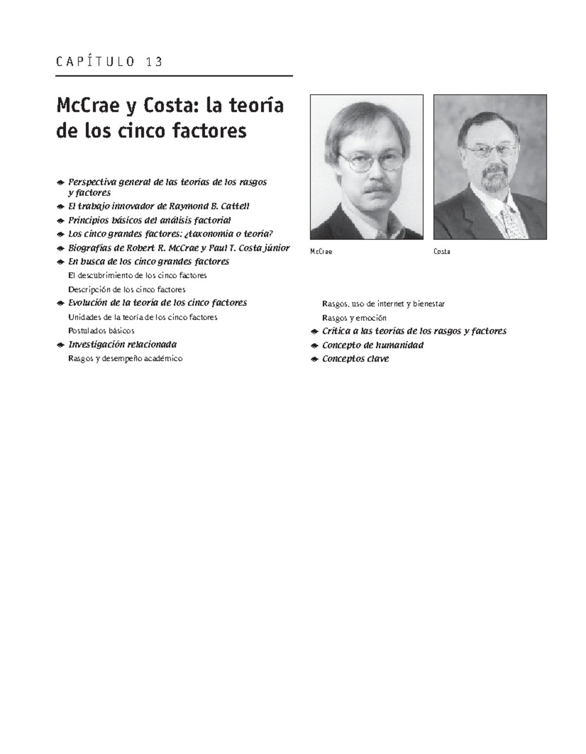 Capítulo 13: Teoría de los Cinco Grandes de McCrae y Costa - Studocu