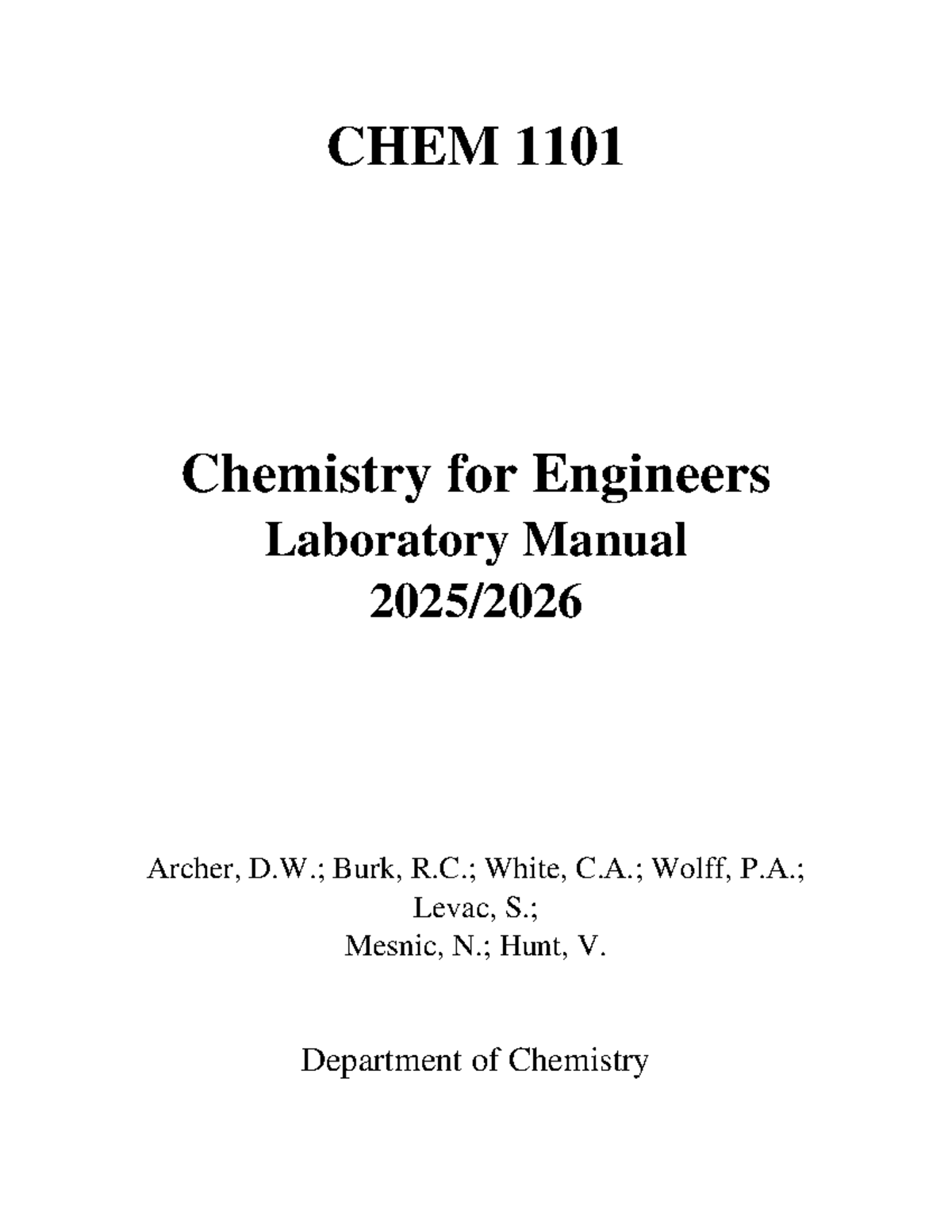CHEM 1101 Laboratory Manual: General Equipment & Techniques - Studocu