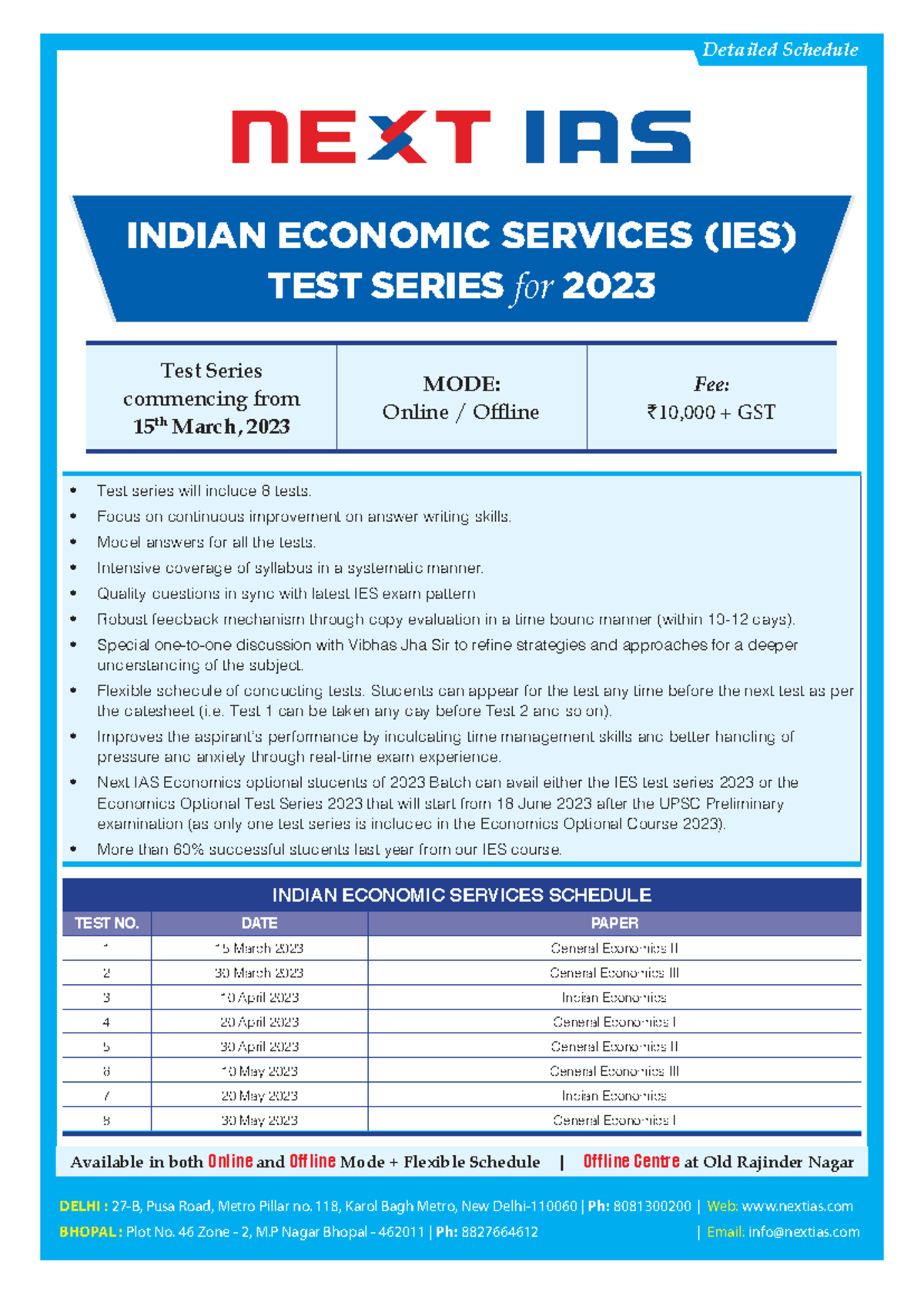 IES Mains Test Series-2023 (IES-2023) - Detailed Schedule INDIAN ...