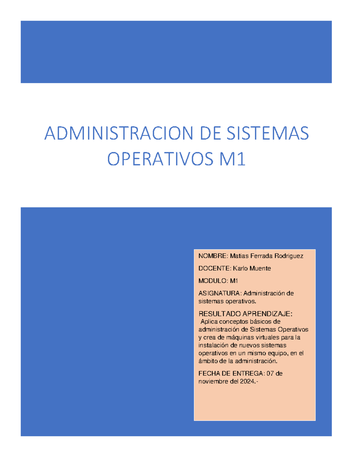 ADMN Sistemas Operativos M1 - ADMINISTRACION DE SISTEMAS OPERATIVOS M ...