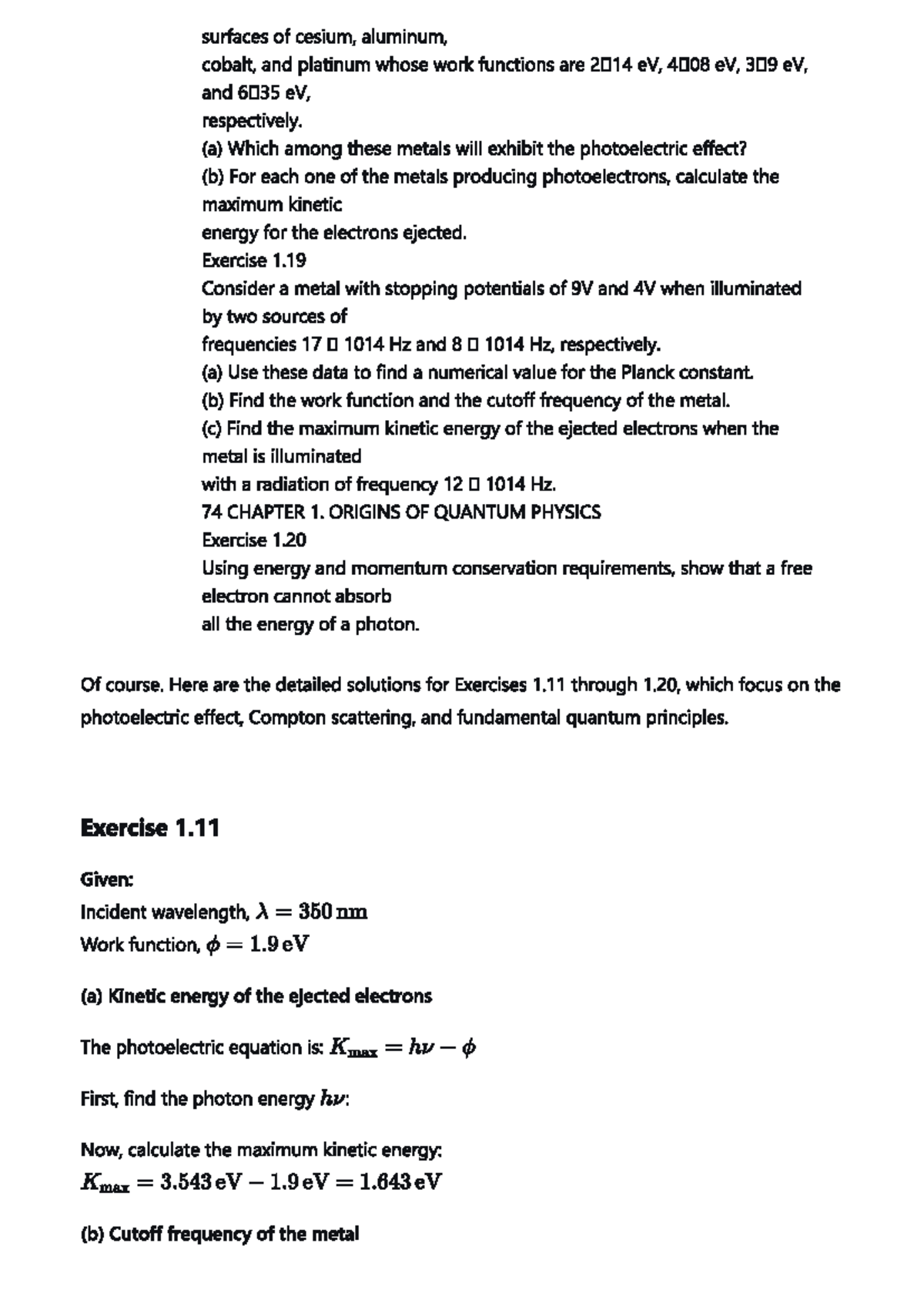 Q11-20 - Photoelectric Effect & Quantum Principles Solutions - Studocu