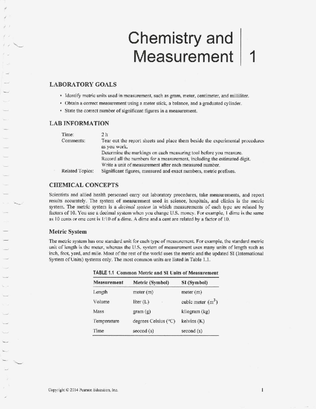 Exp1: Chemistry and Measurement Laboratory Goals and Techniques - Studocu