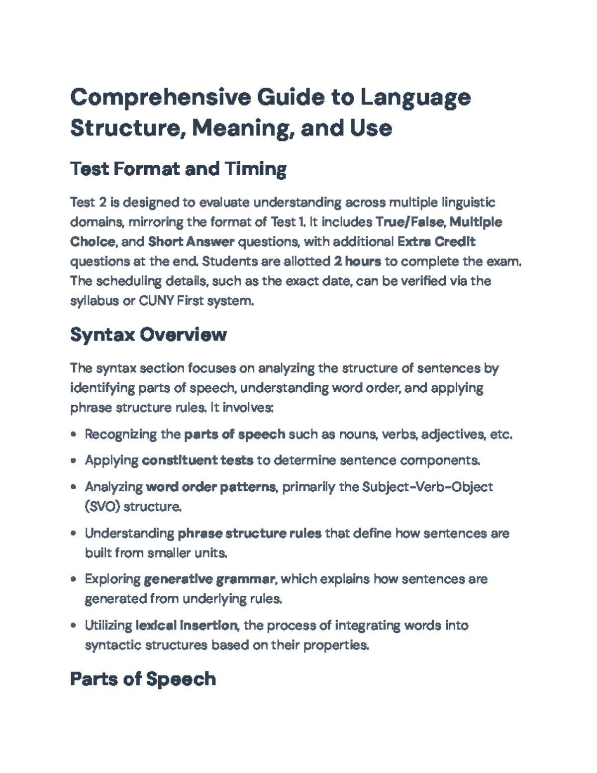 Comprehensive Guide to Language Structure & Meaning (LN 101) - Test 2 ...