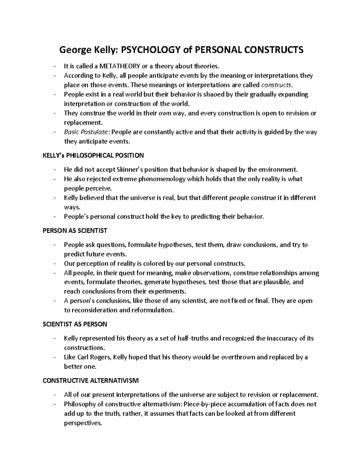 Psychology OF Personal Constructs (George Kelly) - George Kelly ...