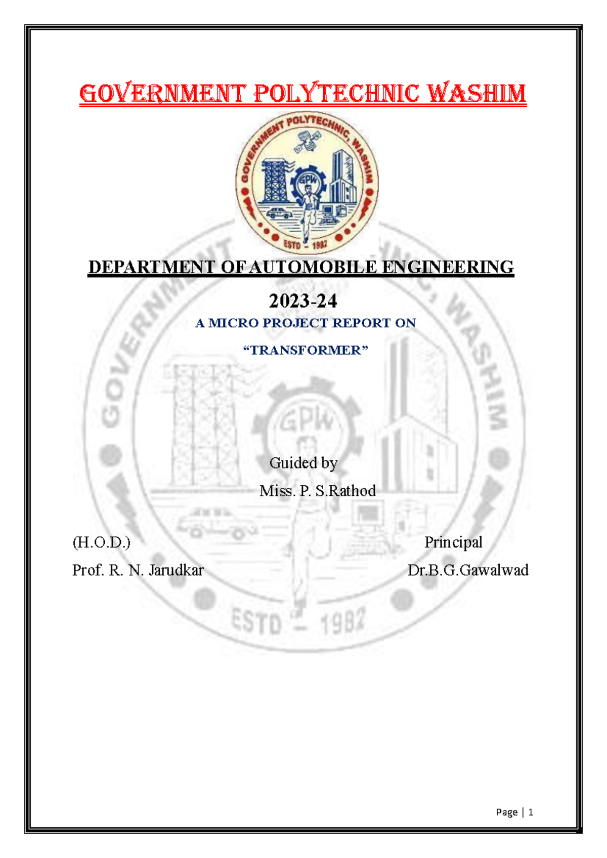 BEE Micro Project Report on Transformers (22310) - Government ...