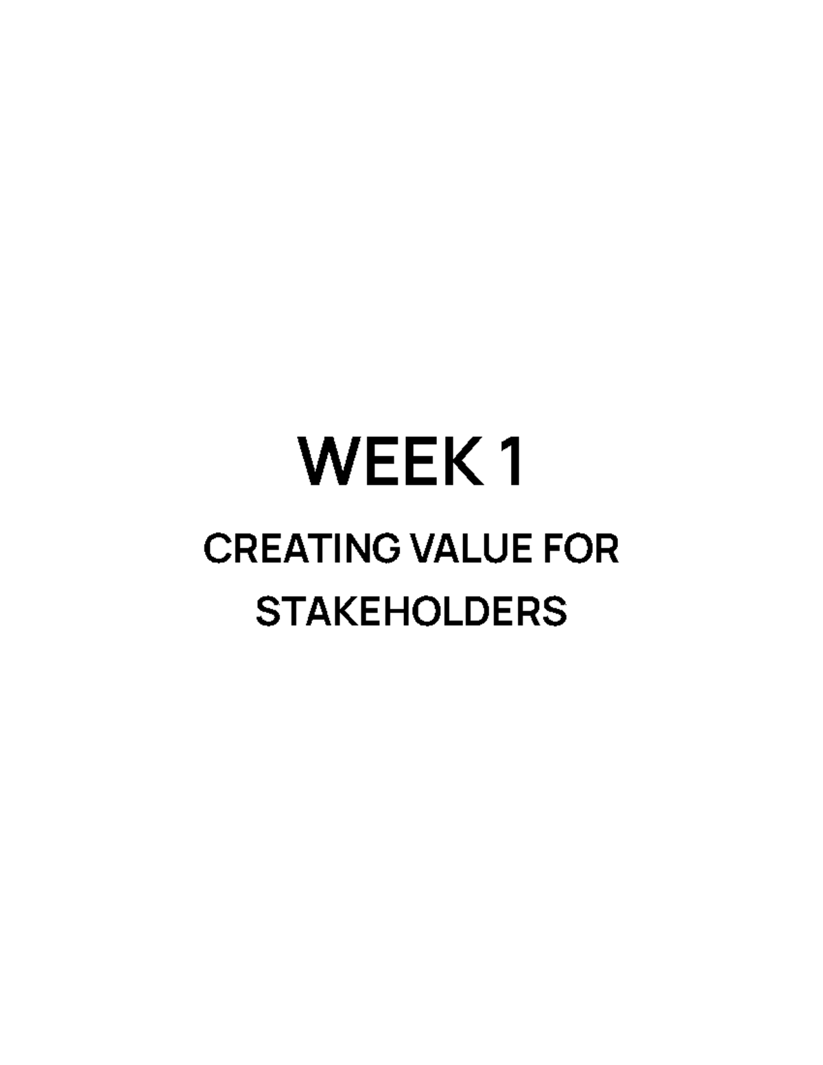 COMM1180 - Week 1: Value Creation for Stakeholders Task List - Studocu