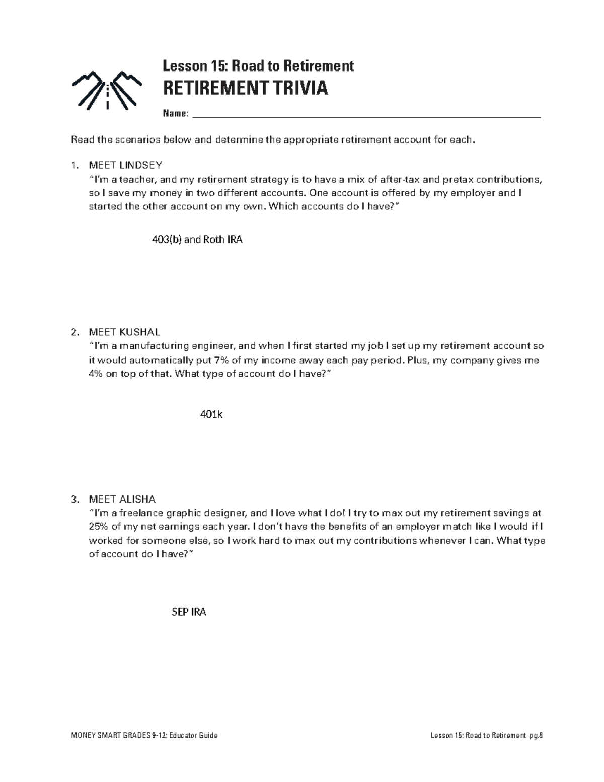 Lesson 15: Road to Retirement - Understanding Retirement Accounts - Studocu