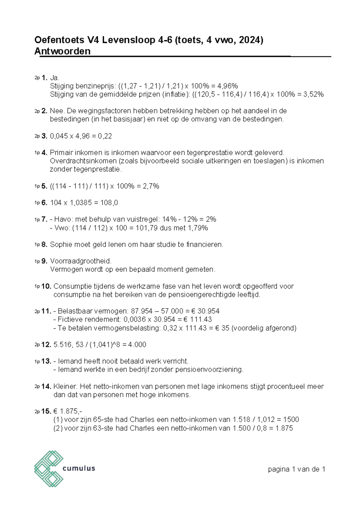 Oefentoets V4 Levensloop (toets, 4 vwo, 2024) Antwoorden en Uitleg ...
