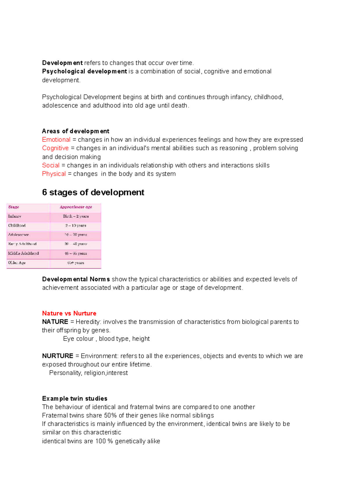 Psychology SAC Revision: Understanding Psychological Development - Studocu