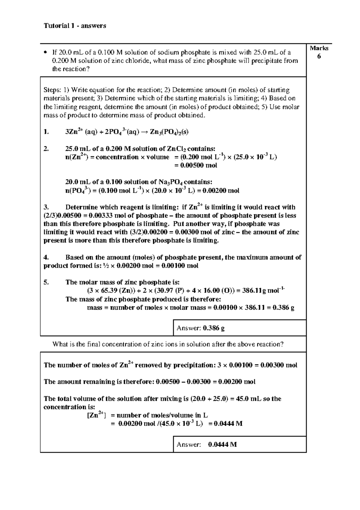 Tutorial 1ans - Collection of various sciences - Tutorial 1 - answers ...