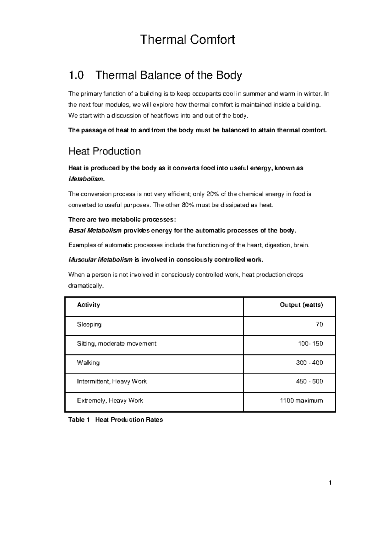 Thermal Comfort: Understanding Body Heat Balance and Regulation - Studocu