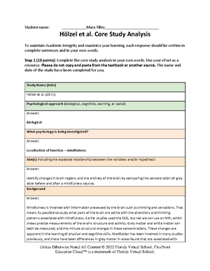 Hassett et al core study analysis - Unless Otherwise Noted All Content ...