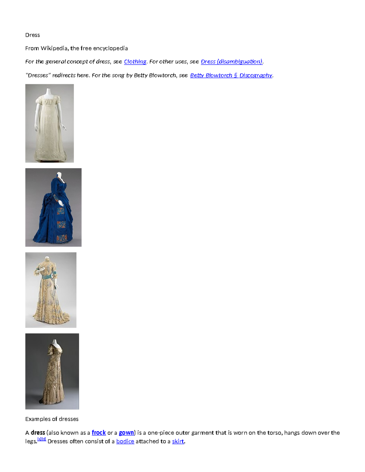 History and Evolution of Dresses: A Comprehensive Overview - Studocu