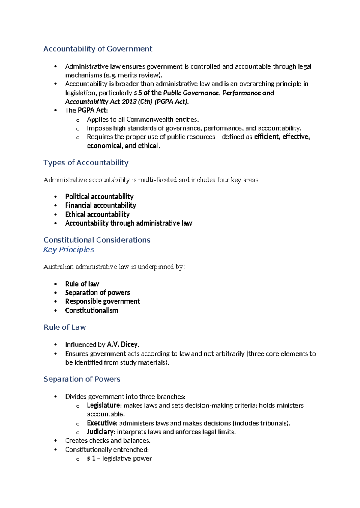 LAW311 - Accountability in Government Administrative Law Notes - Studocu