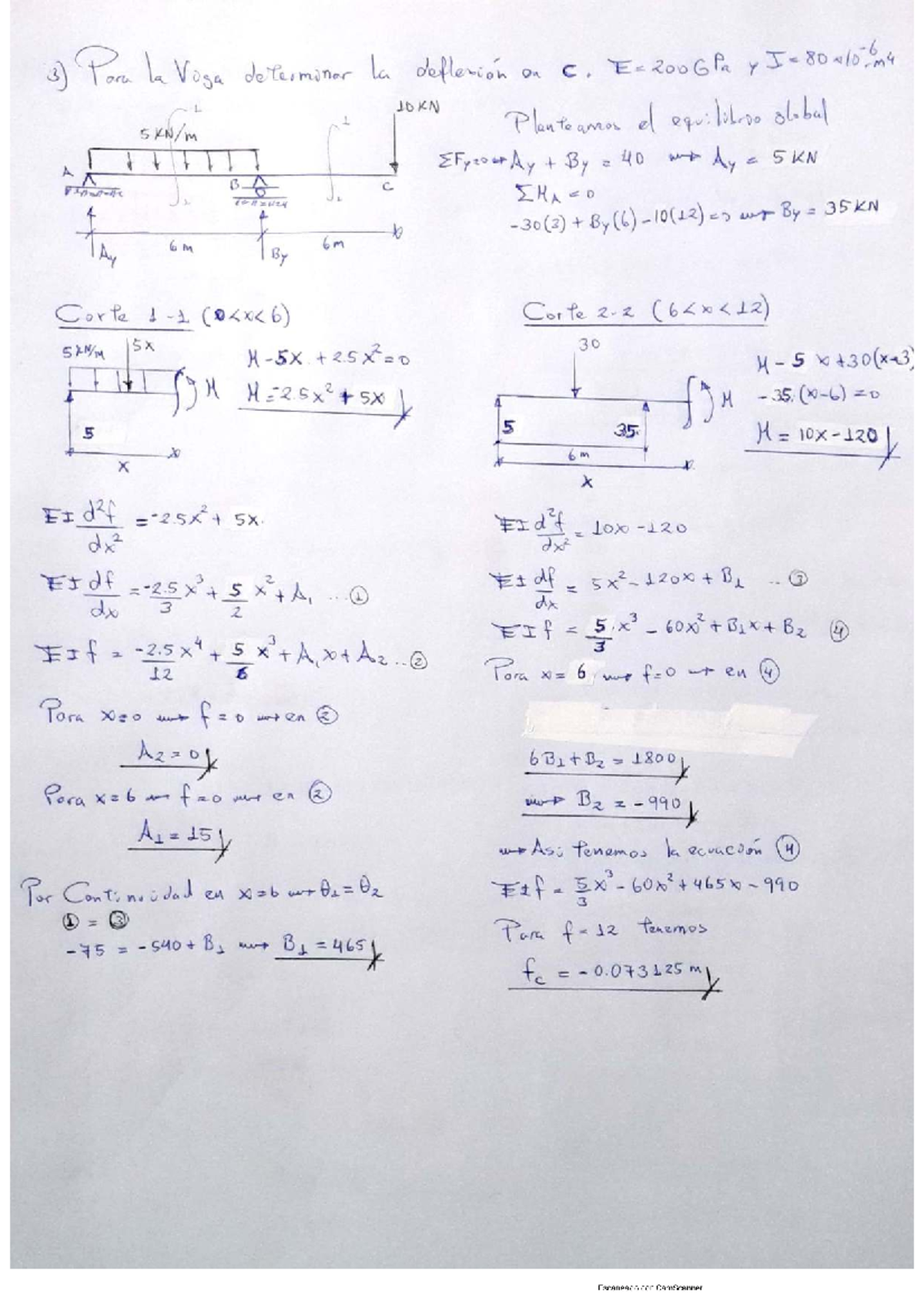 Doble Integración - Análisis de Estructuras (C. E. 200GPa, I. 80-10-6 ...
