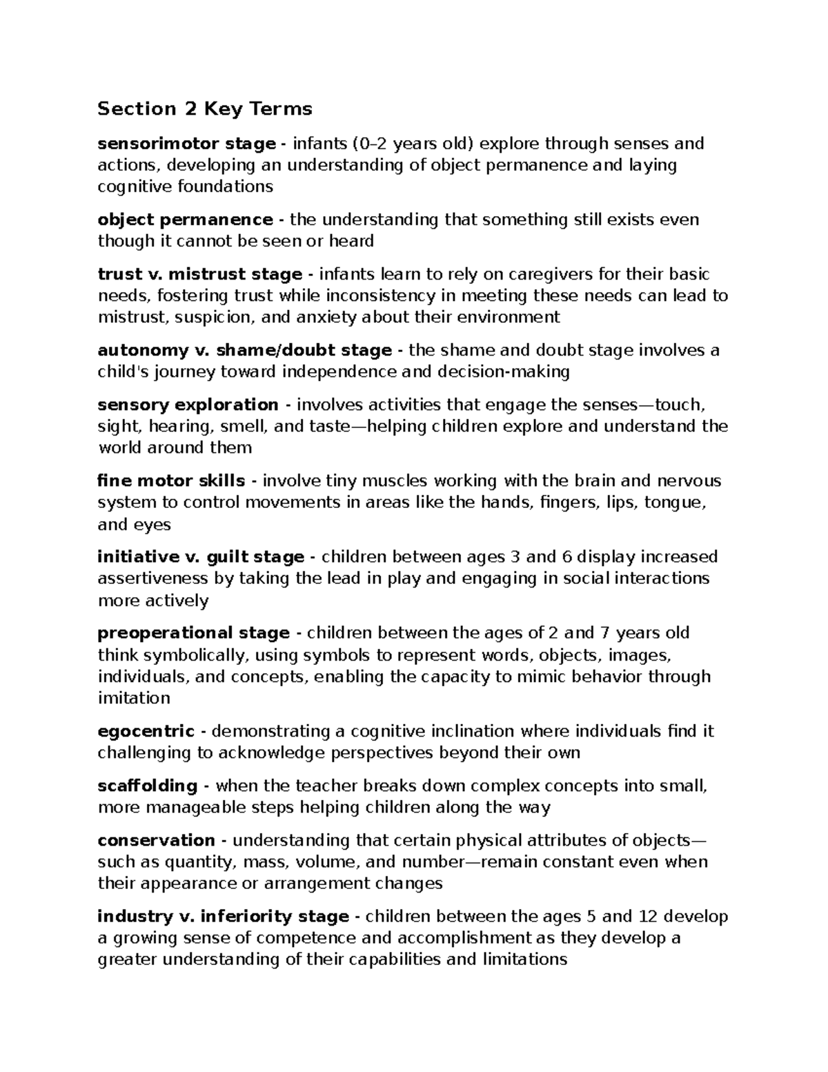 PSY 101: Key Terms for Child Development Stages and Learning Theories ...