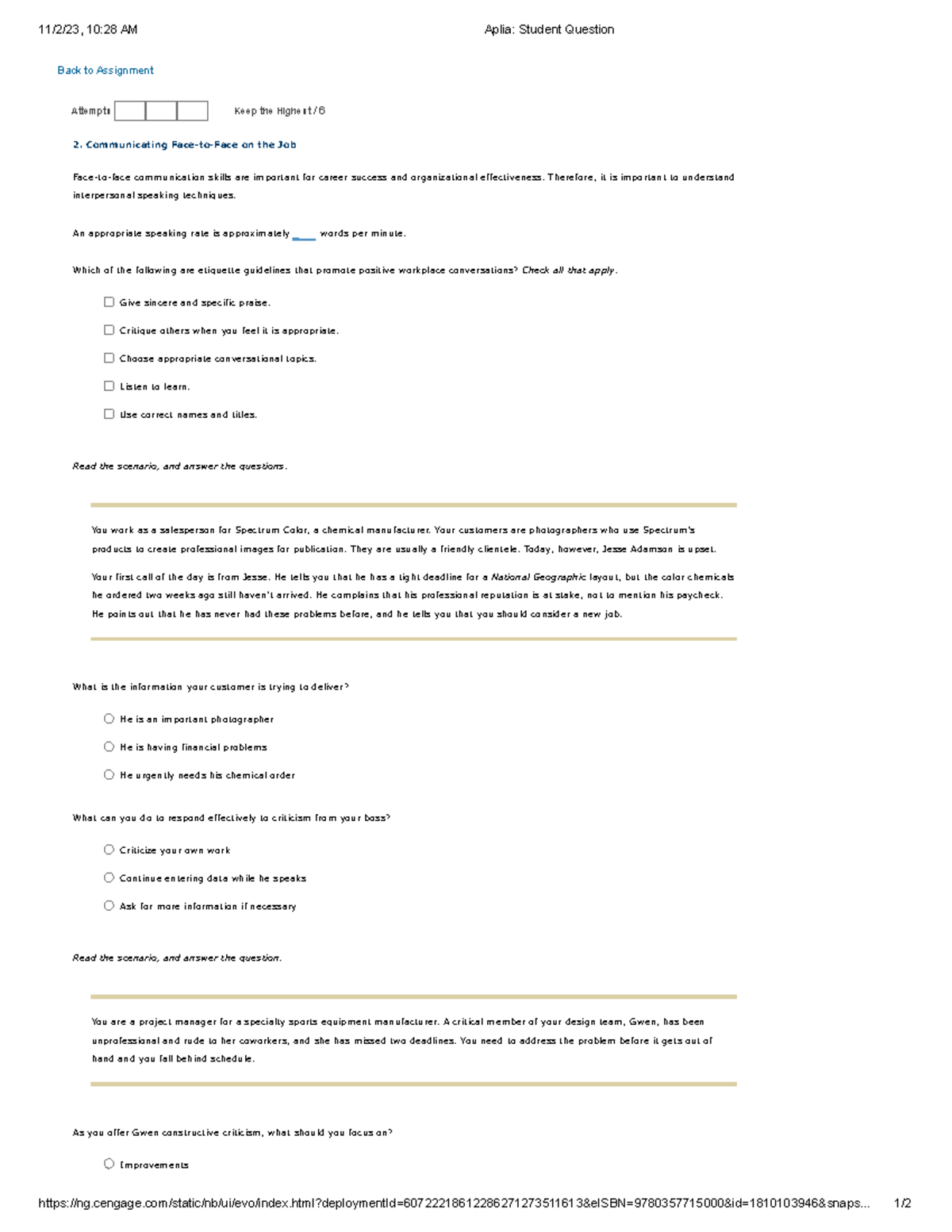 Communicating Face-to-Face: Skills for Career Success and Effectiveness ...