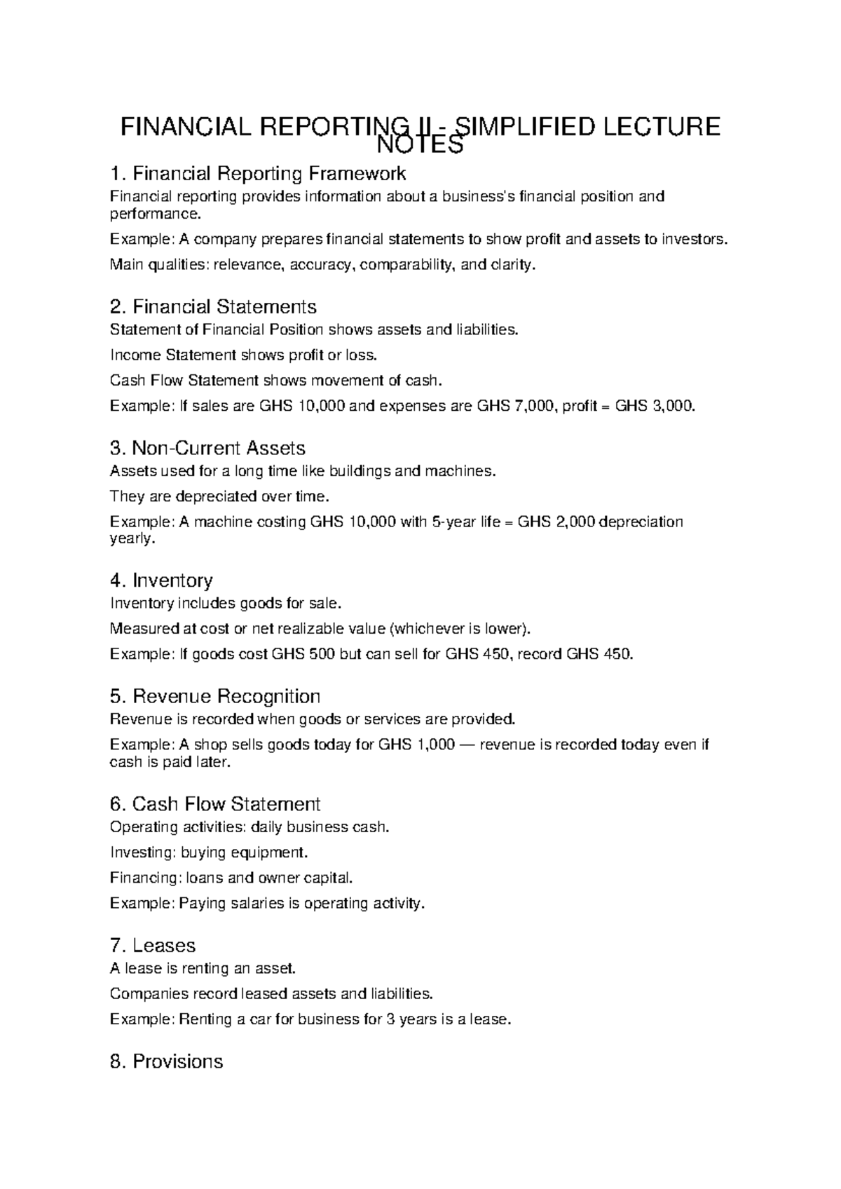 FIN 202: Financial Reporting II Simplified Lecture Notes - Studocu