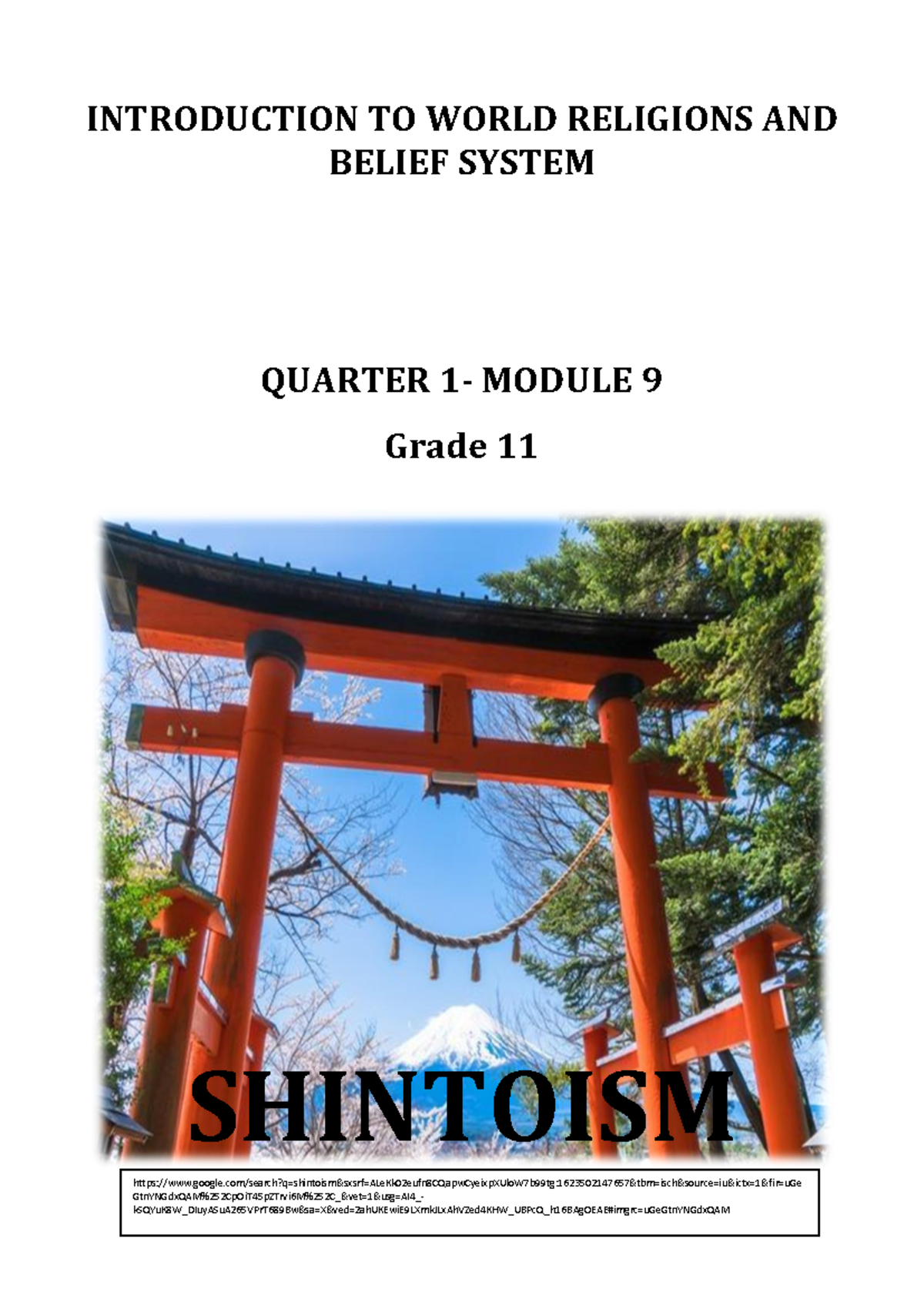 Week 9 - Shintoism - Learners module - INTRODUCTION TO WORLD RELIGIONS ...