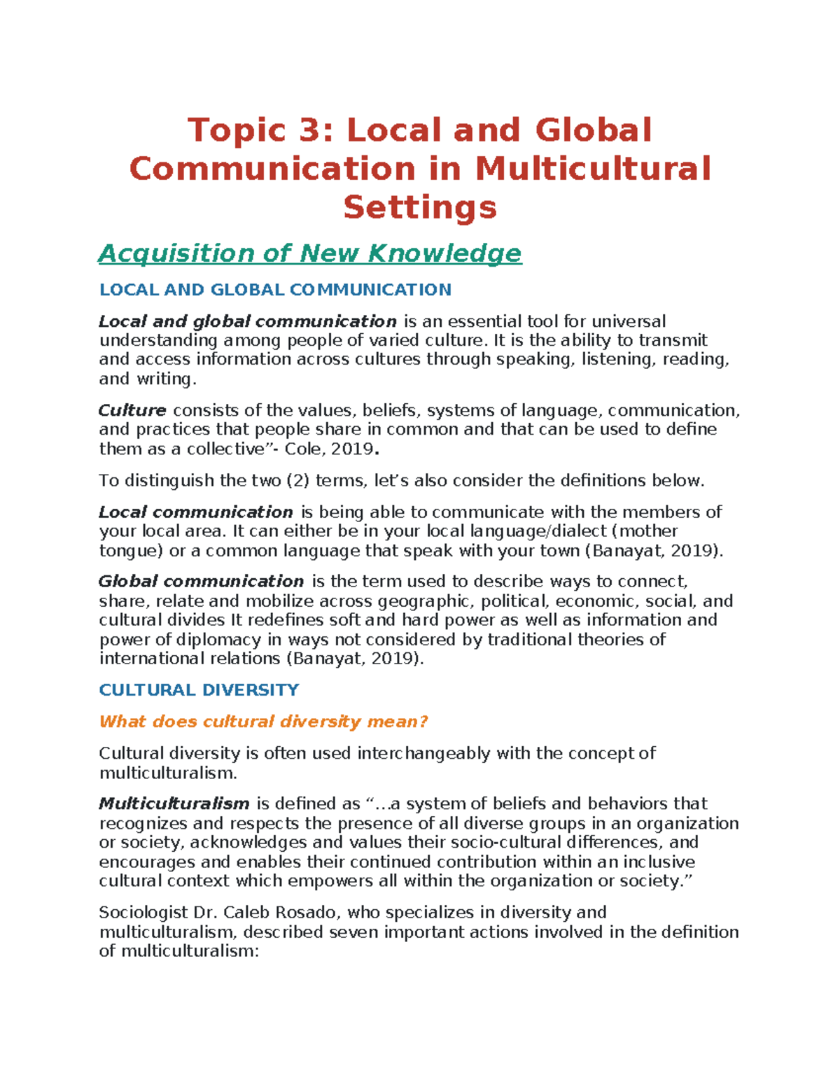 ENGL 101: Local & Global Communication in Multicultural Contexts - Studocu