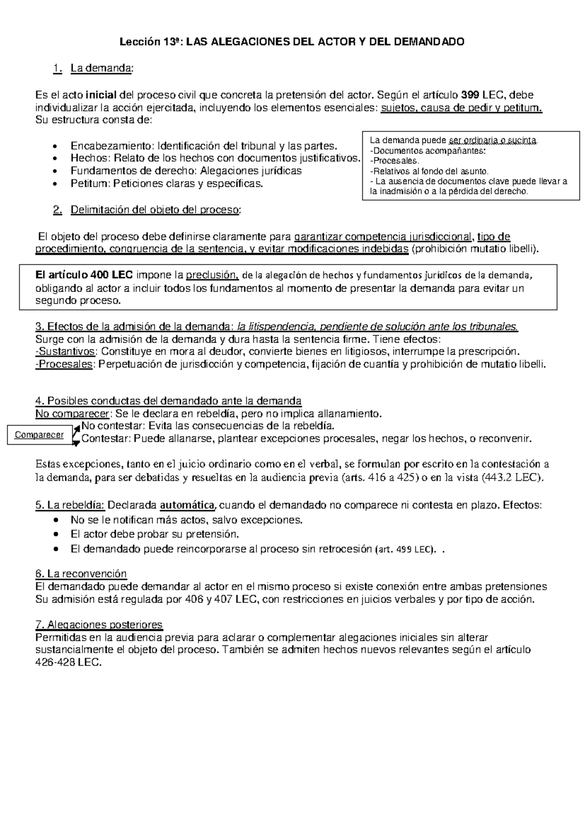 Lección 13ªesquema - José Maria ruiz - Lección 13ª: LAS ALEGACIONES DEL ...