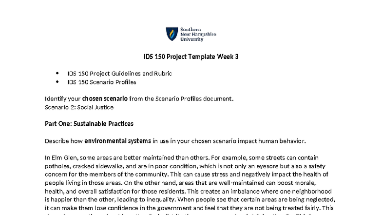 IDS 150 Project Template: Week 3 Social Justice & Sustainability ...