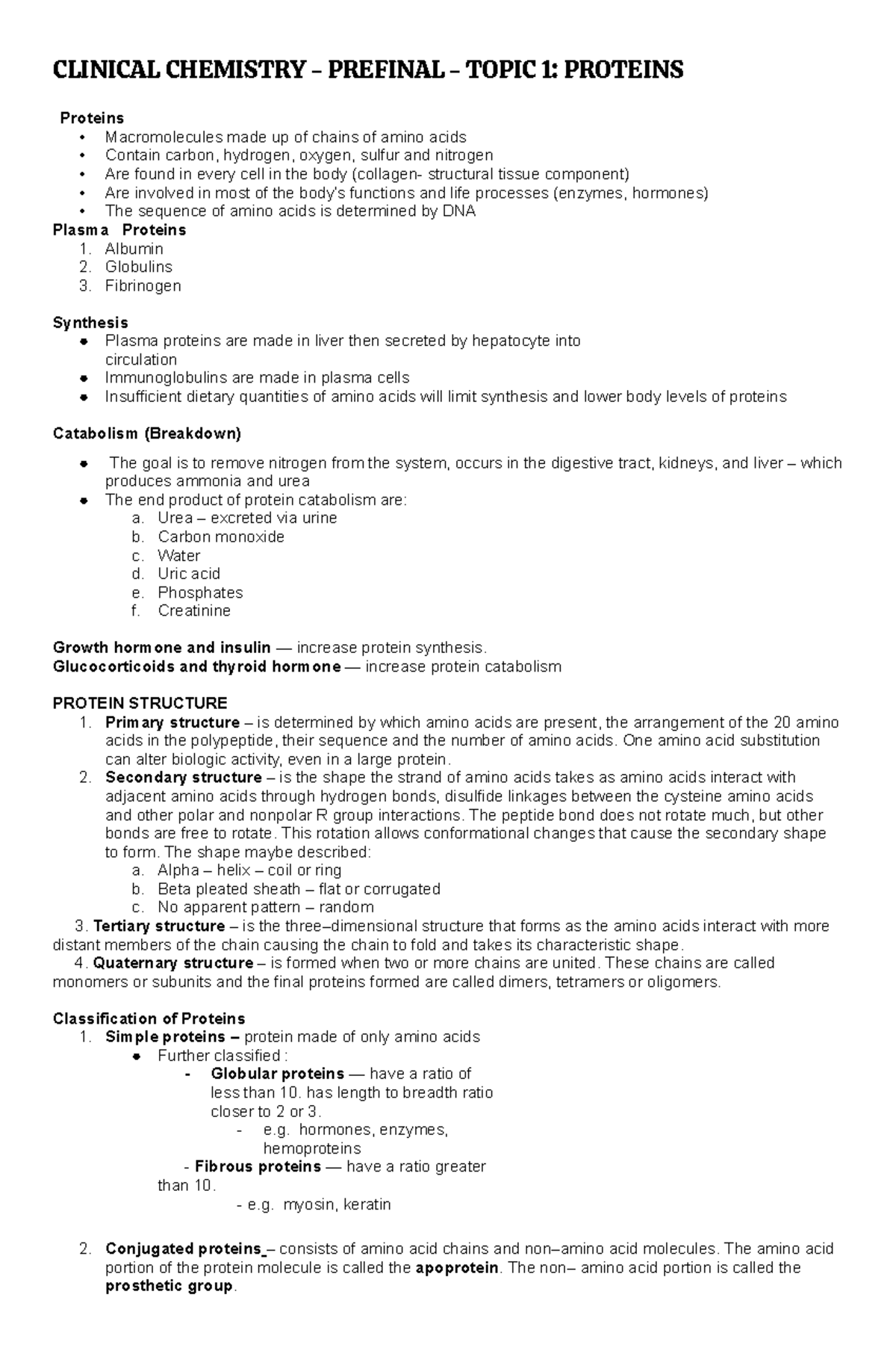 CC Proteins Lecture - Proteins - Macromolecules made up of chains of ...