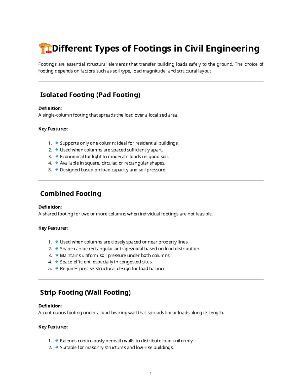 Types of Footings in Civil Engineering: A Comprehensive Guide - Studocu